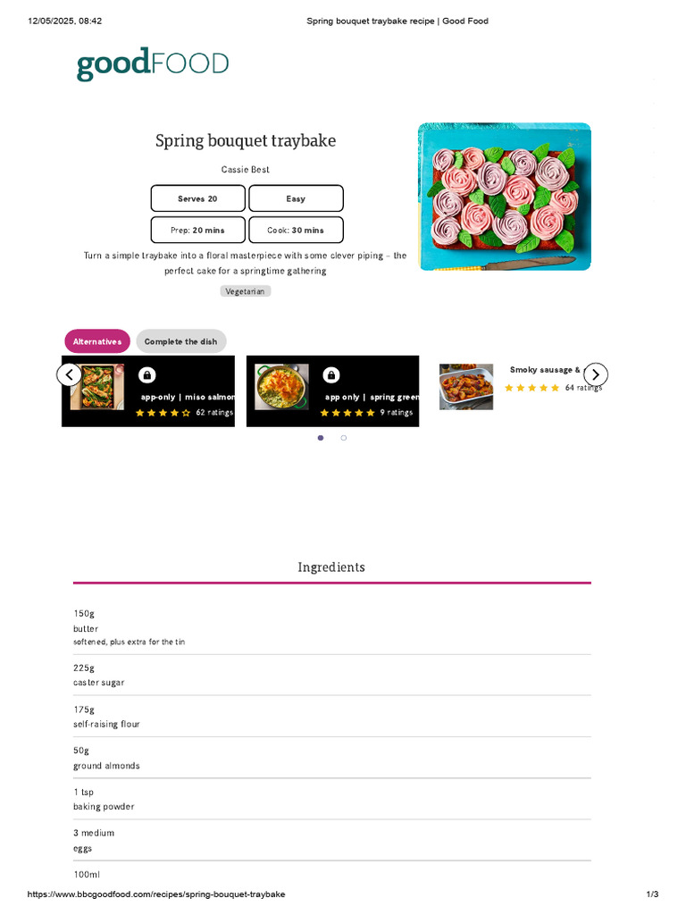 Spring Bouquet Traybake Recipe - Good Food | PDF | Cakes | Food And ...