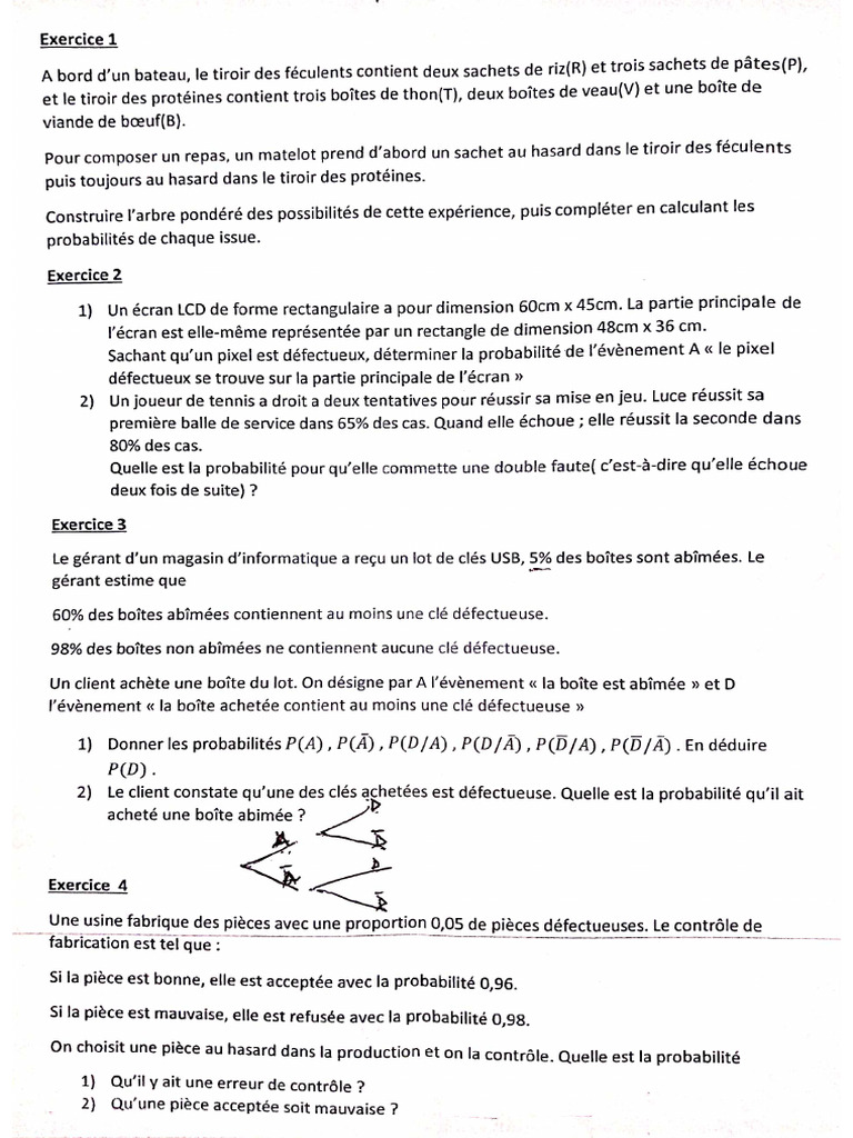 PROBABILITÉS TD1+Corrigés 1 | PDF