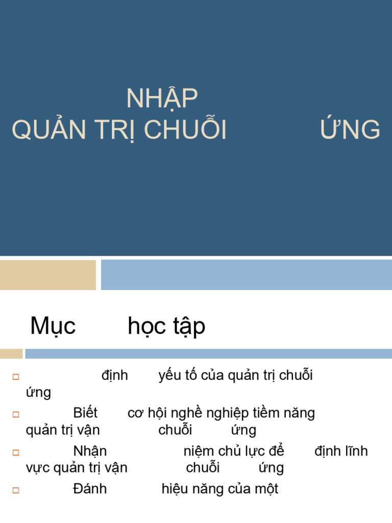 Nhập Môn Quản Trị Chuỗi Cung Ứng: Chapter One | PDF