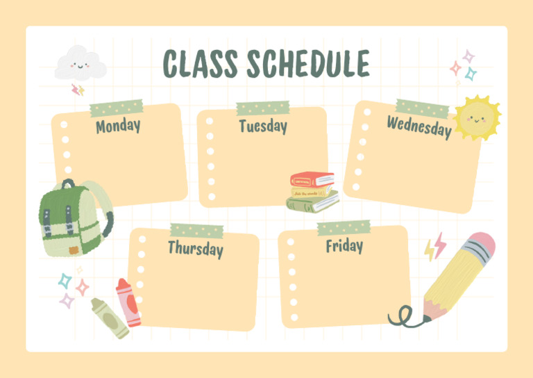 Green and Yellow Illustrative High School Class Schedule | PDF