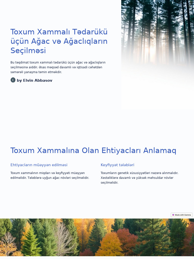 Toxum Xammali Tedaruku Ucun Agac Ve Agacliqlarin Secilmesi | PDF