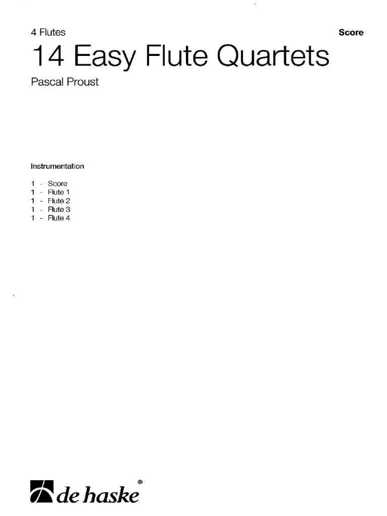 14 Easy Flute Quartets Proust | PDF