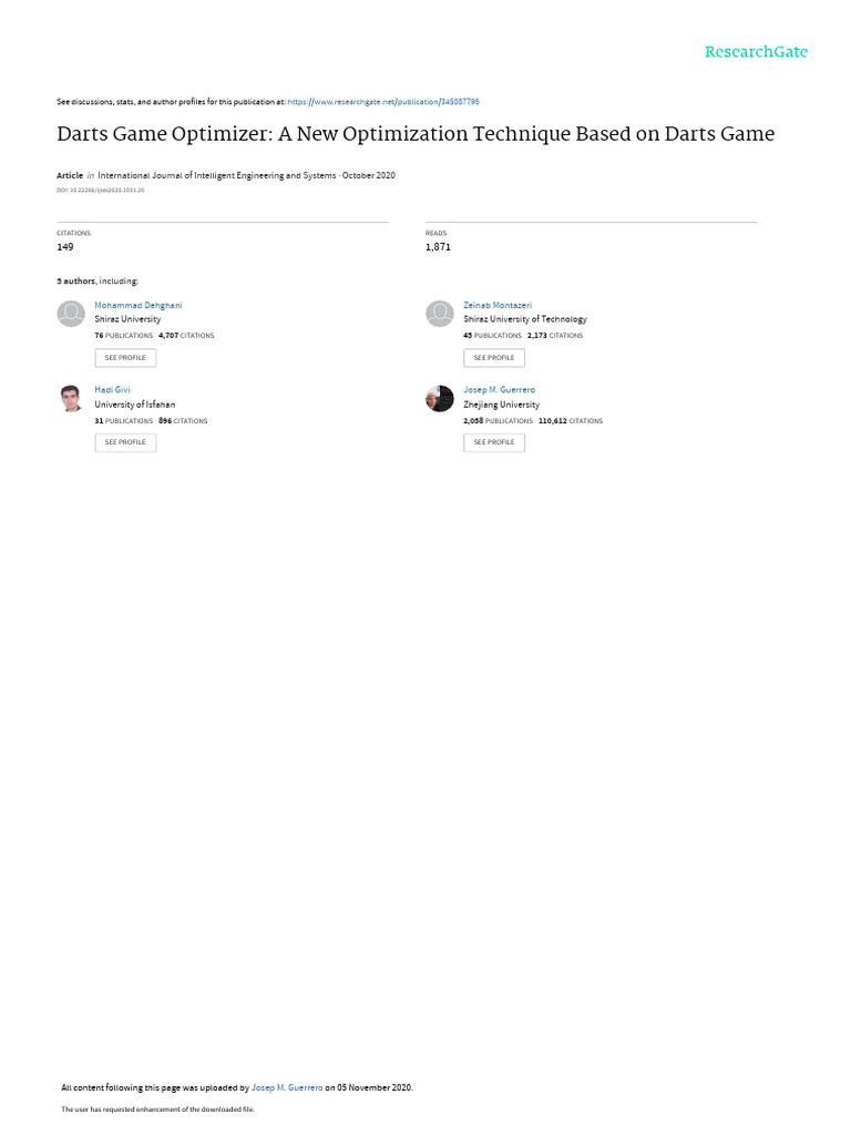 Darts Game Optimizer A New Optimization Technique | PDF | Mathematical ...