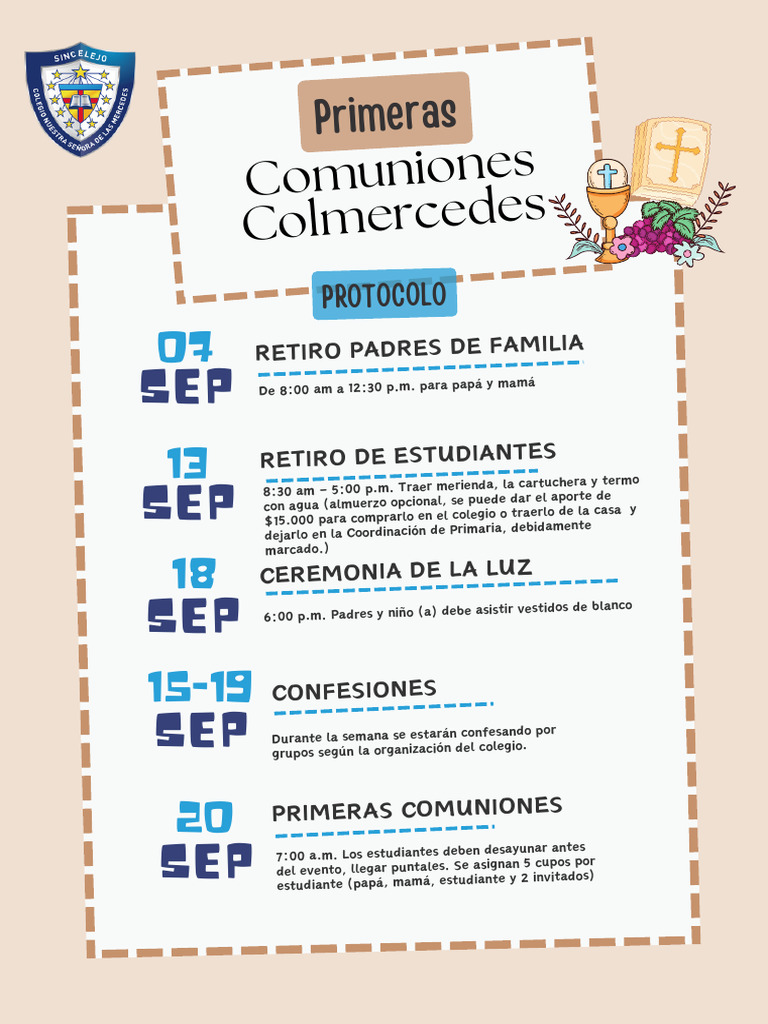 Comunicado 02 Primeras Comuniones | PDF | eucaristía | Rituales religiosos
