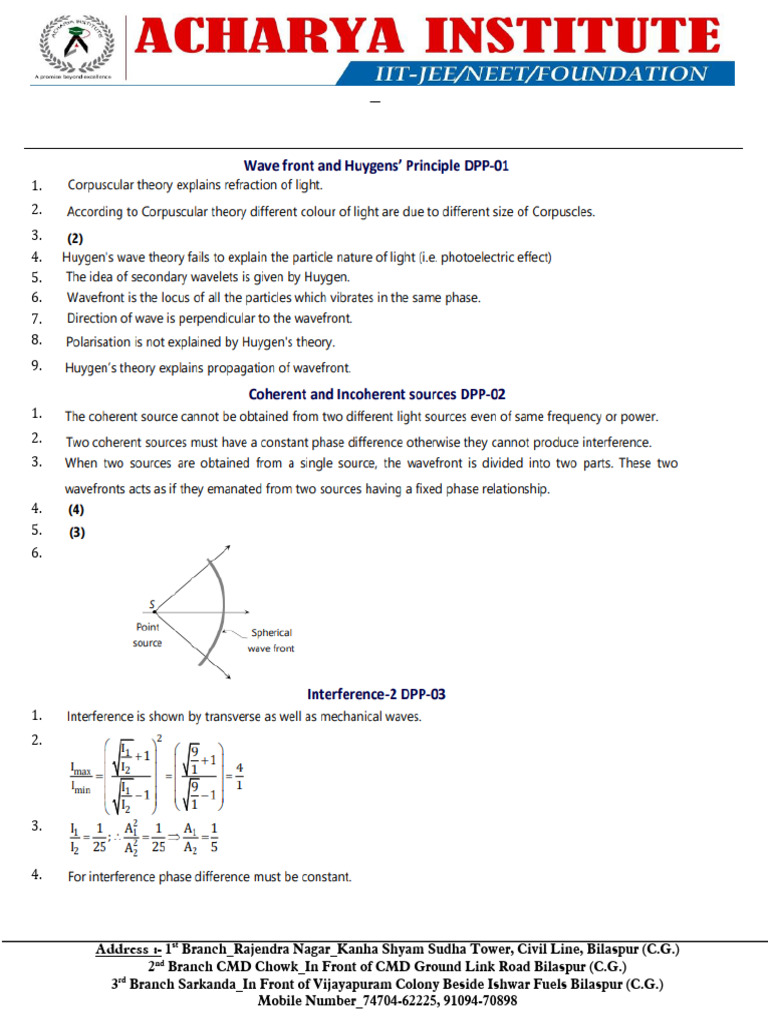 Wave Optics All DPP Solution | PDF