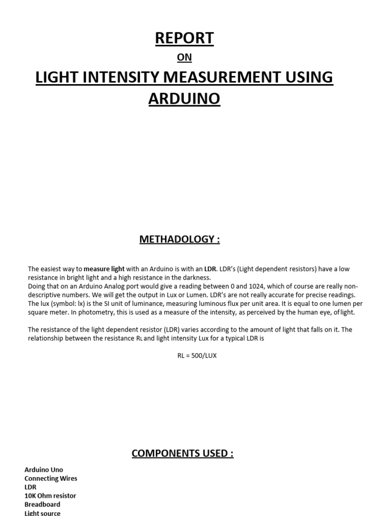 LDR Resistance and Light Intensity Graphs | PDF | Resistor | Quantity