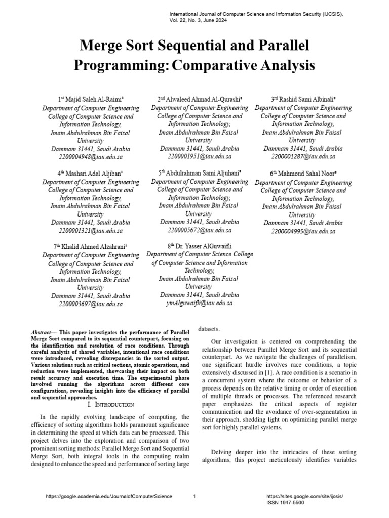 Merge Sort Sequential and Parallel Progr | PDF | Parallel Computing | Multi Core Processor