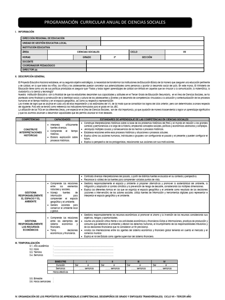 3ro Programacion Anual Cs Soc | PDF | Enseñando | Sustentabilidad