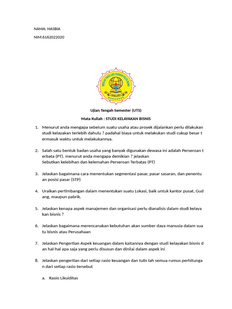 HASBIA (6162022020) UTS SKB Jan 2025 | PDF