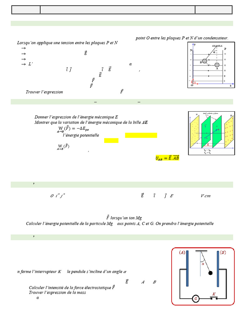 Énergie potentielle électrique et pendule | PDF | Tension électrique ...
