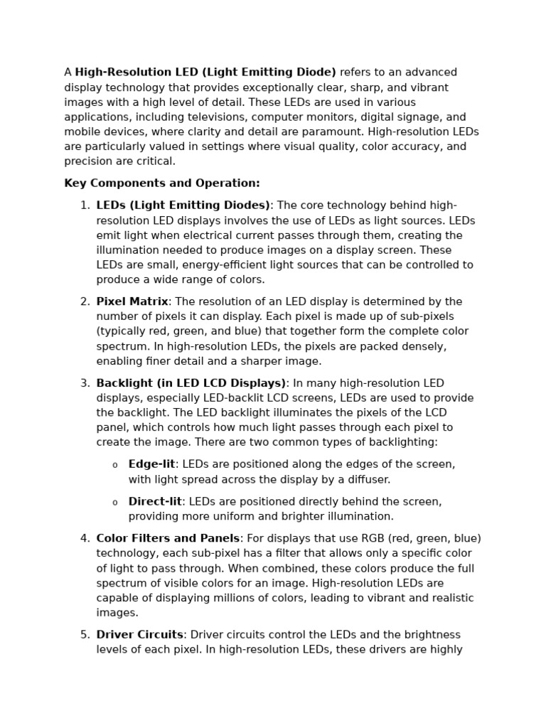 A High Resolution LED | PDF | Backlight | Light Emitting Diode