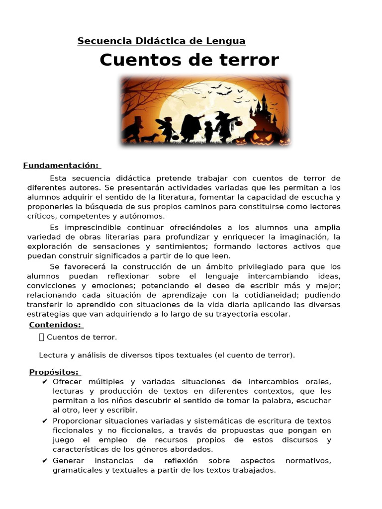 Lengua Cuento de Terror 5 | PDF | Temor | Escritura