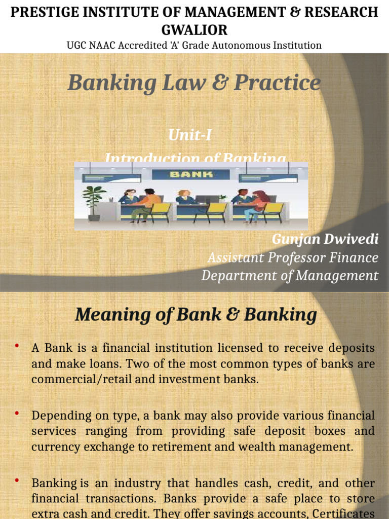 Banking Law & Practice Unit-I | PDF | Reserve Bank Of India | Banks