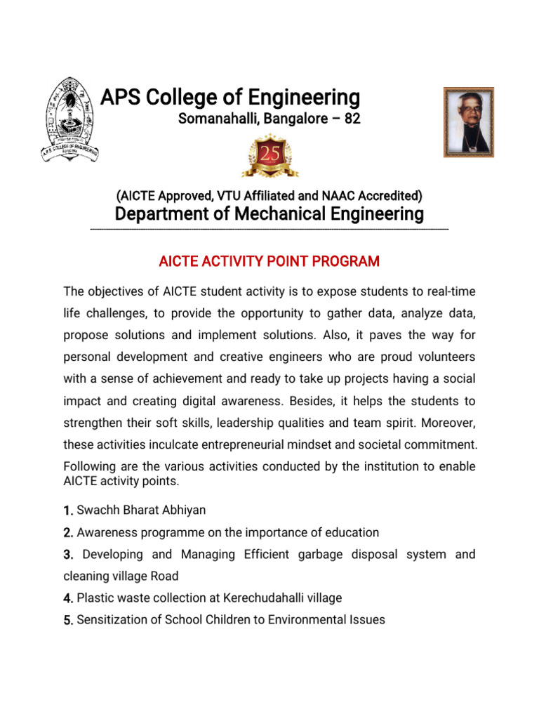 AICTE Activity Initiatives at APS College | PDF | Waste Management