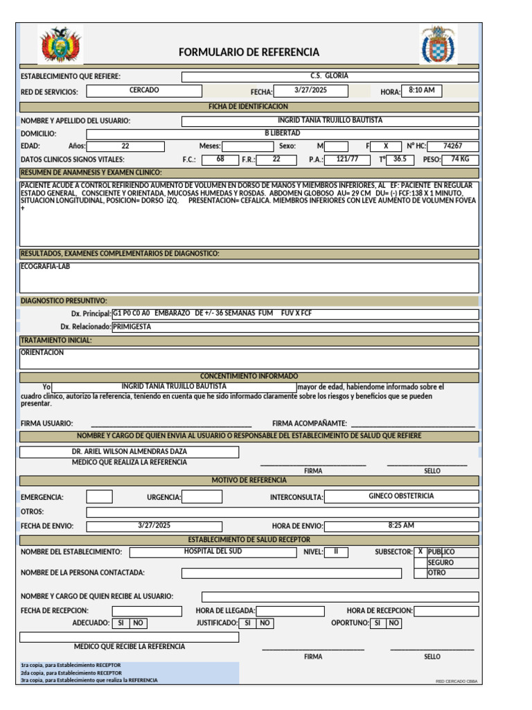 Referencia Emb Hosp Del Sud Ingrid | PDF | Diagnostico medico | Programas sociales