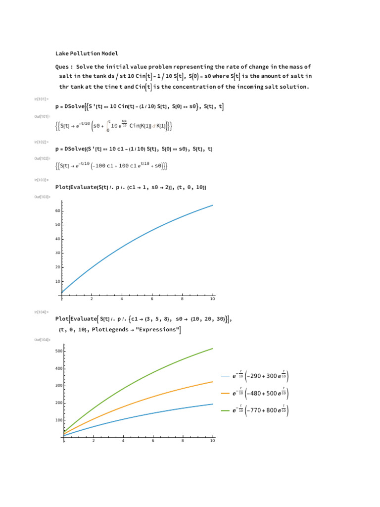 Lake Pollution Model | PDF