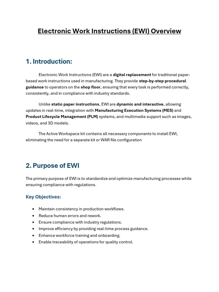 EWI - With Procedures | PDF | Product Lifecycle | Regulatory Compliance