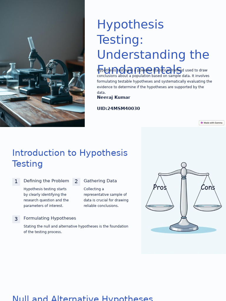 Hypothesis Testing Understanding The Fundamentals | PDF | Statistical ...