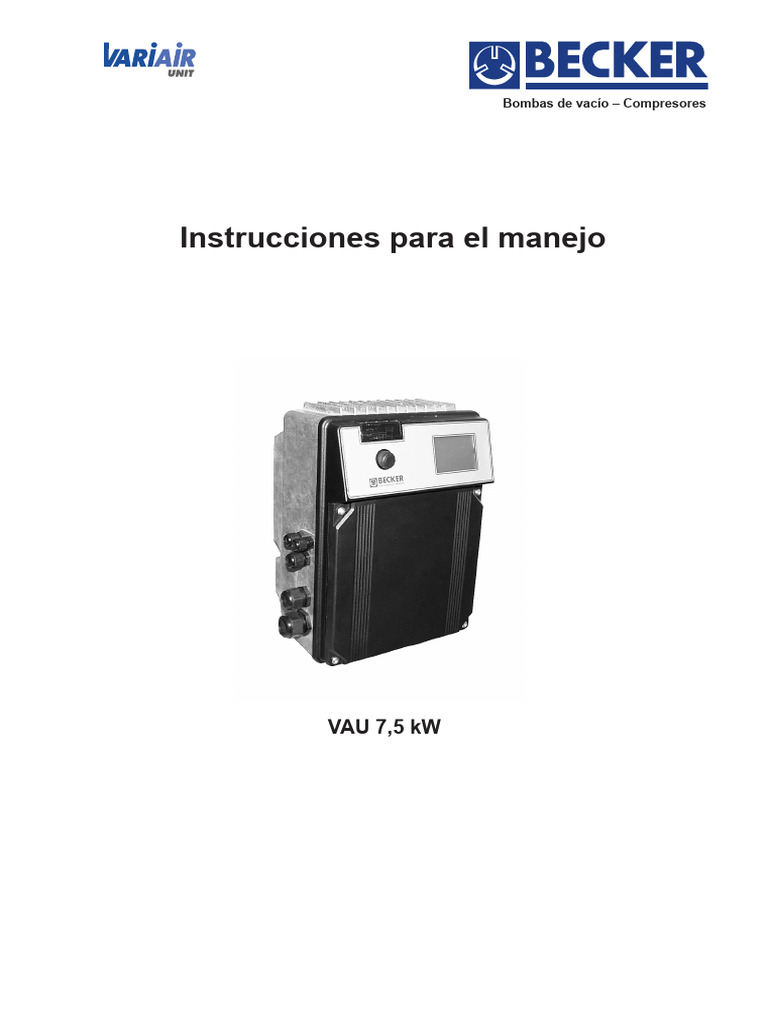 Manual de manejo VAU 7,5 kW Becker | PDF | Electricista