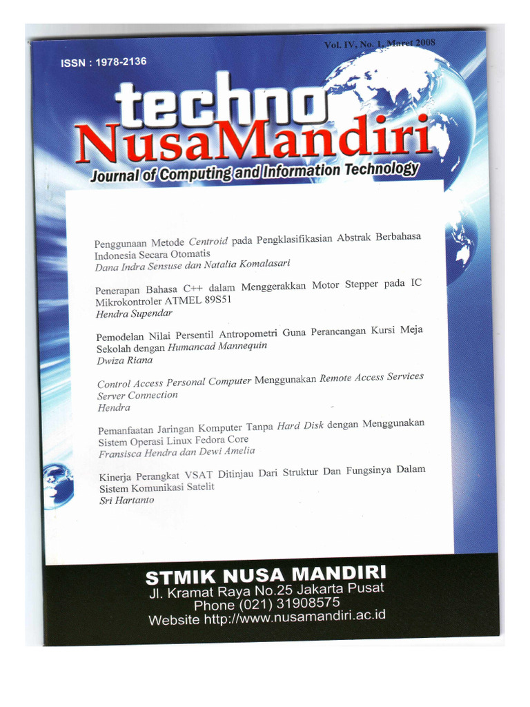 hendra-TechnoNusaMandiri, Vol. 4, No. 1, Maret 2008 | PDF