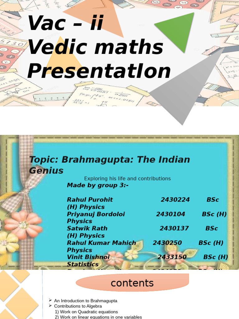 Vac - Ii Vedic Maths Presentation | PDF | Equations | Numbers