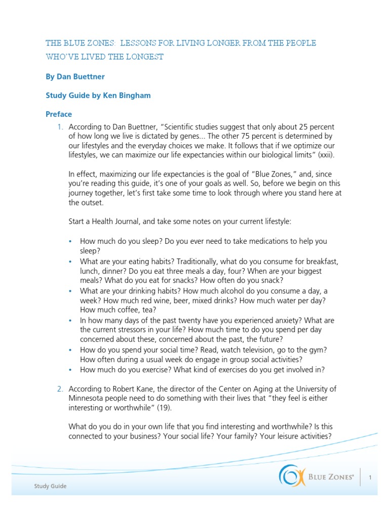 Blue Zones Study Guide | PDF | Body Mass Index | Vegetarianism