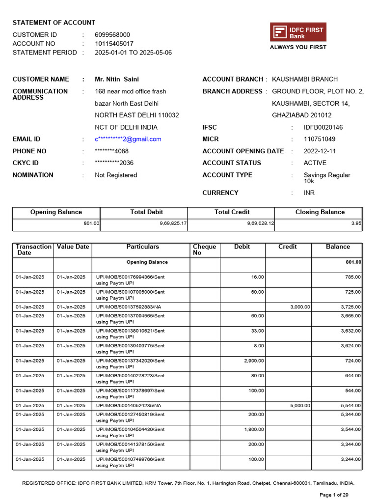 IDFC First Bank Daily Withdrawal Limits | PDF | Debits And Credits ...