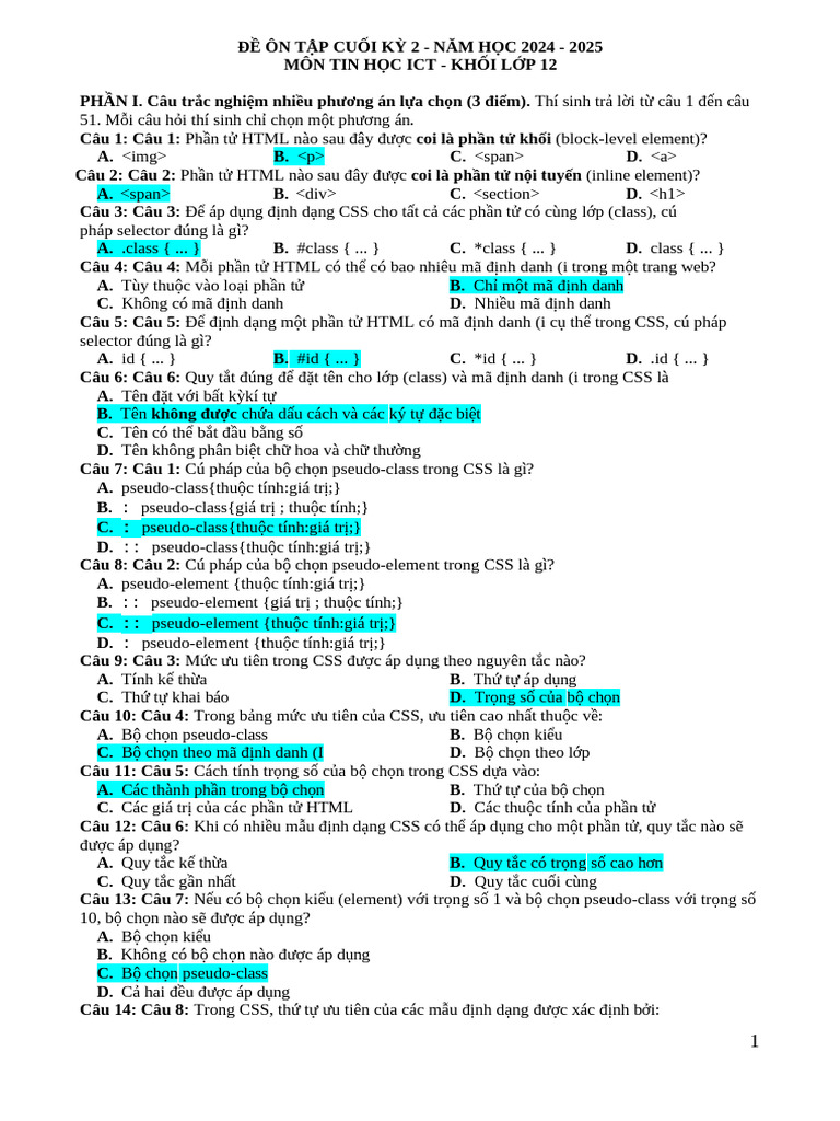 TIN 12_ĐÊ CƯƠNG ÔN TẬP CK2 - 24-25 - TUẤN khong | PDF