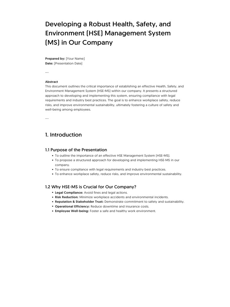 HSE Management System Development Guide | PDF | Safety | Occupational ...