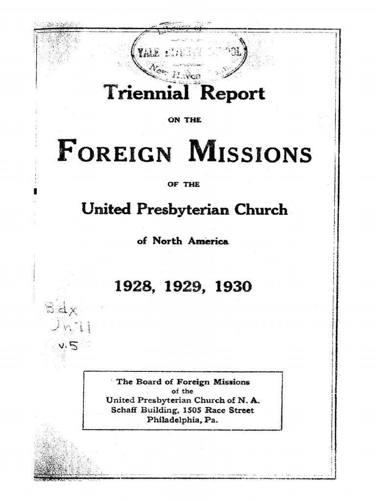 Triennial Report: Oreign Issions | PDF | Christian Mission