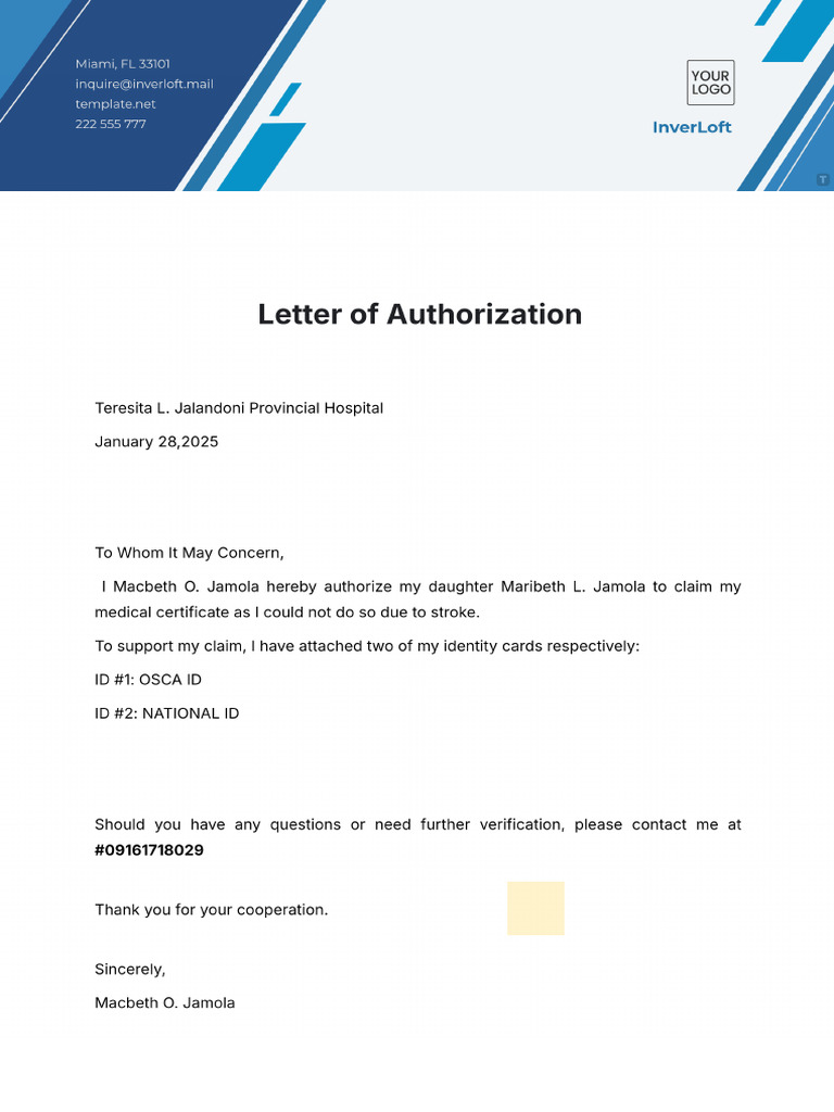 Authorization Letter Template_copy | PDF