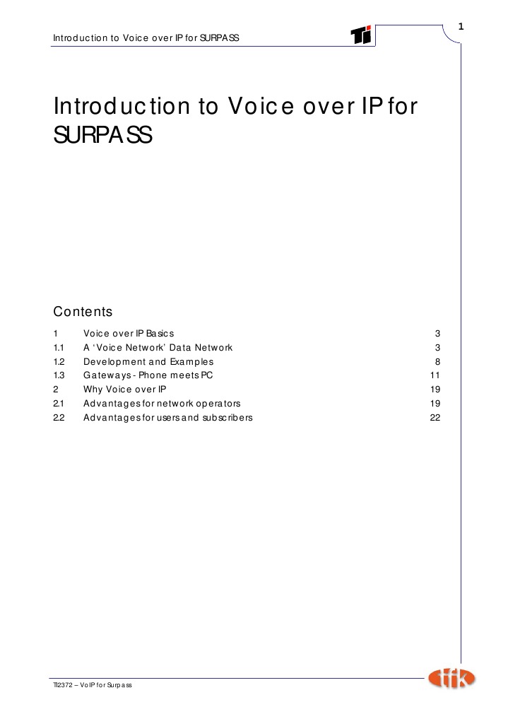 Introduction To Voice Over IP For Surpass | PDF | Voice Over Ip ...
