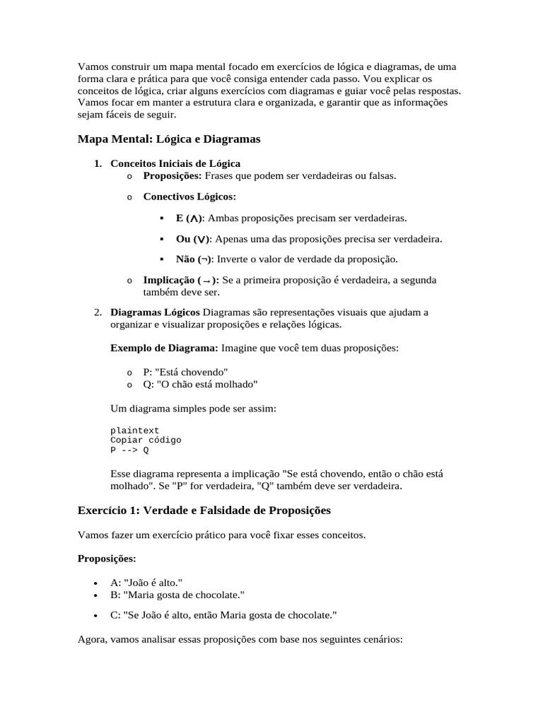 Vamos Construir Um Mapa Mental Focado em Exercícios de Lógica e Diagramas | PDF | Argumento ...