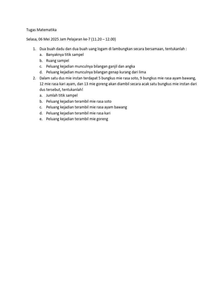 Tugas MTK 06 Mei 2025 | PDF