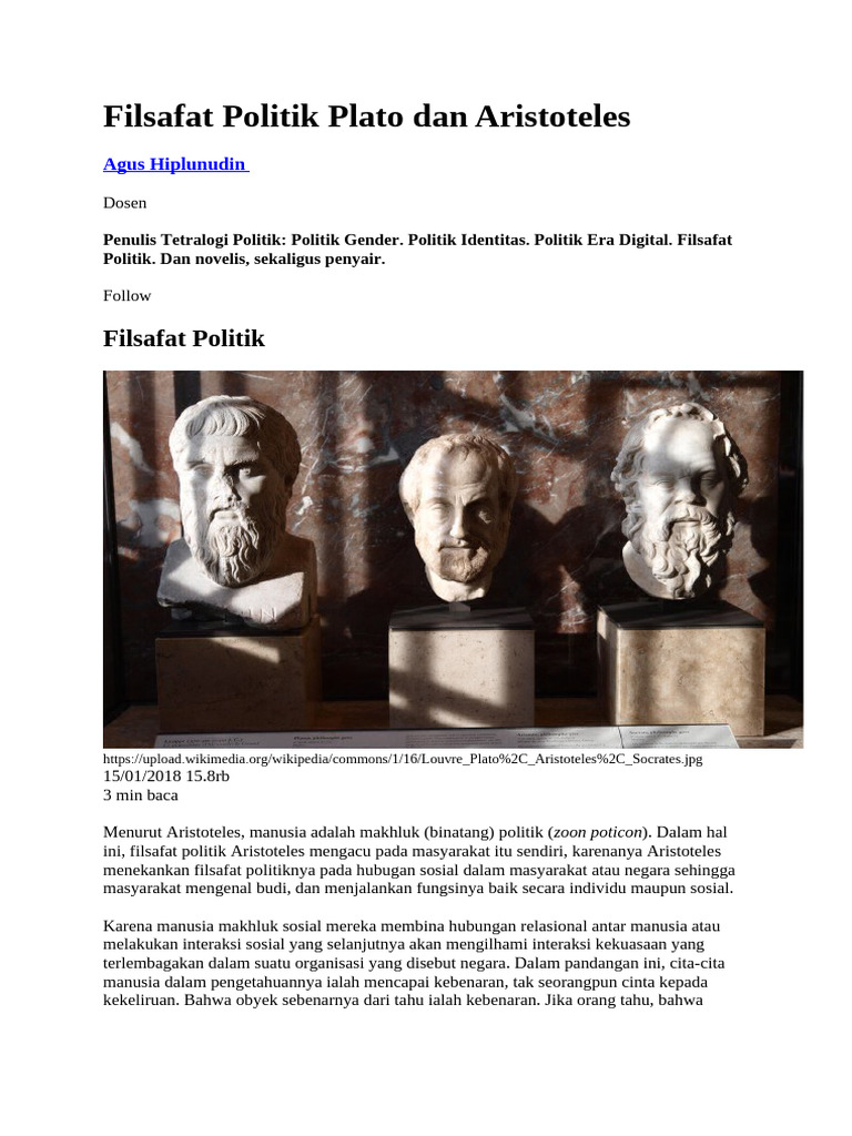 Filsafat Politik Plato dan Aristoteles | PDF