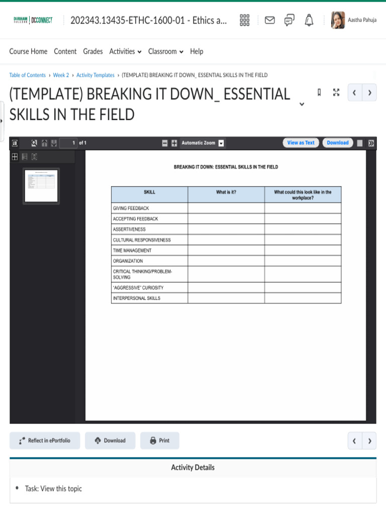 (Template) Breaking It Down - Essential Skills in | PDF