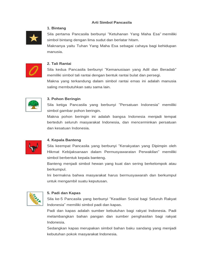 Arti Simbol Pancasila | PDF