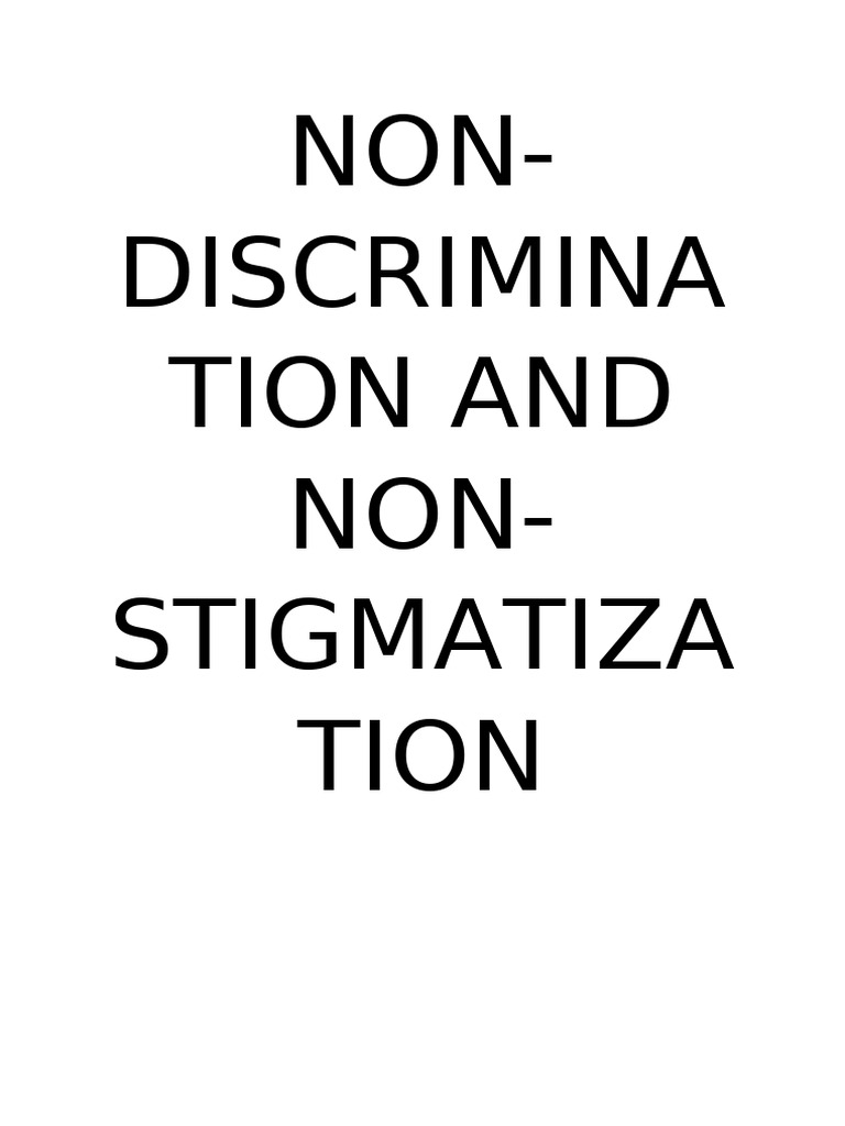 Non Discrimination and Non Stigmatization | PDF | Social Stigma | Mental Health