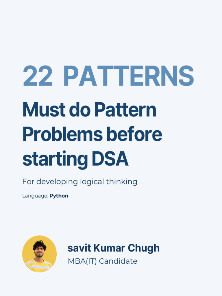 Must Do Pattern Problems Before Starting DSA | PDF