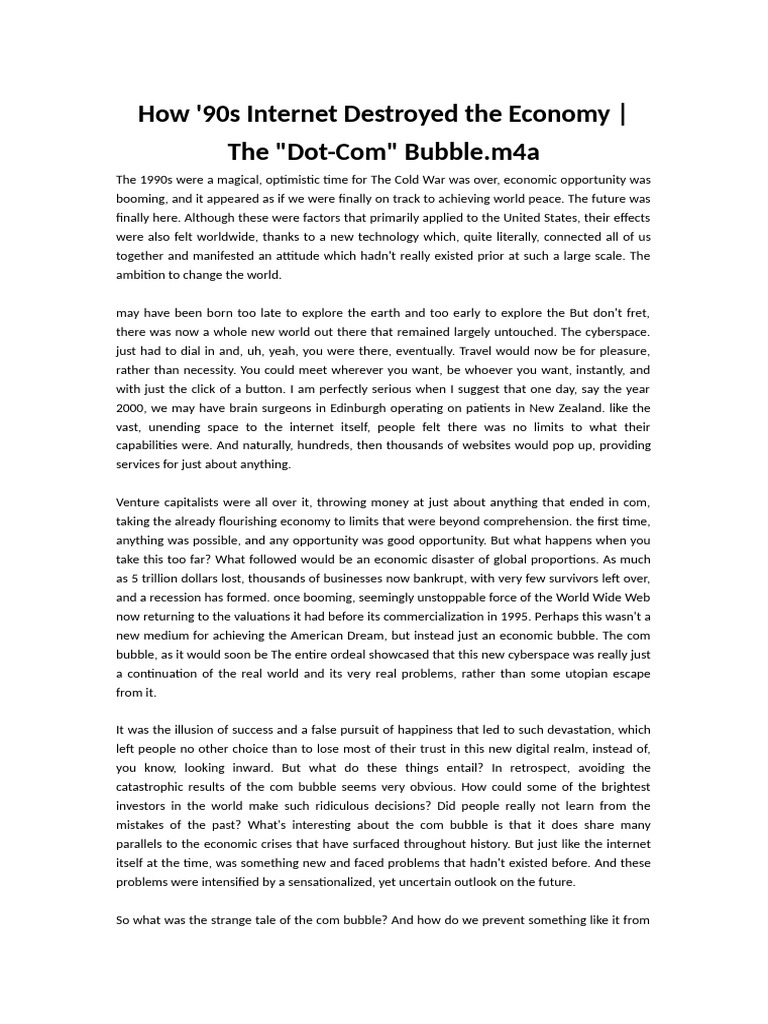 How '90s Internet Destroyed The Economy | PDF | Investing | Interest