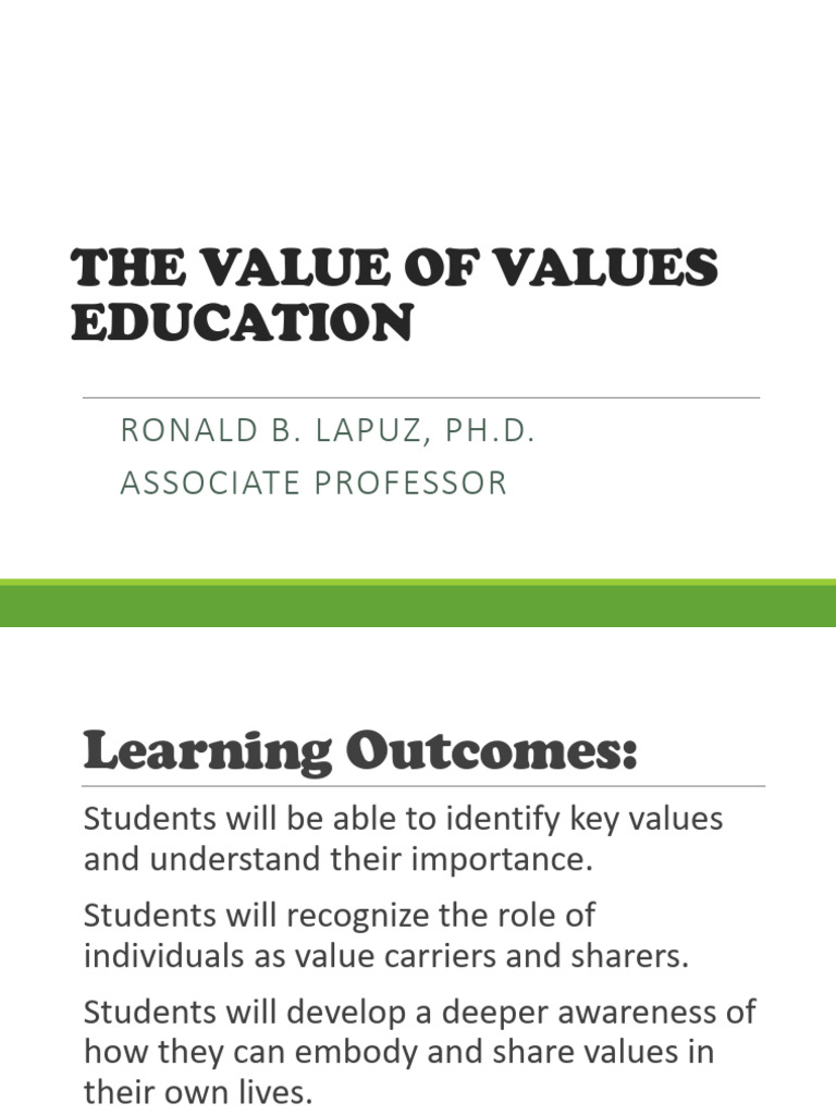 VALUE of Values Education | PDF | Knowledge | Liberal Arts Education