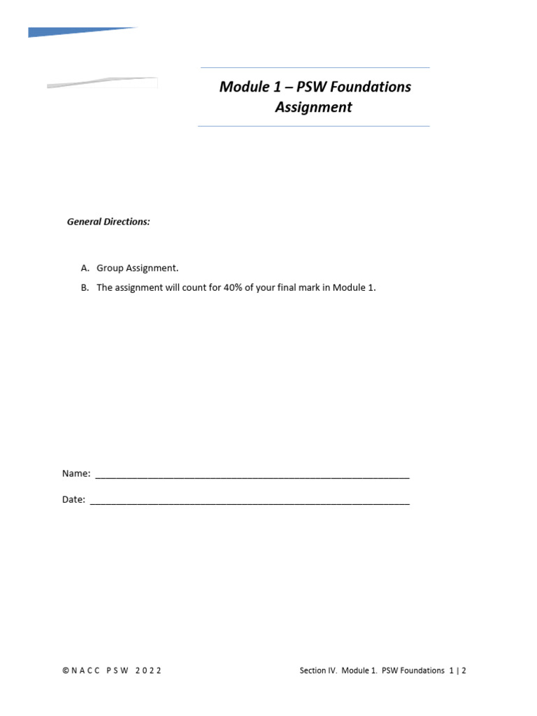 IV-2 Assigmt - Module 1 PSW Foundations | PDF
