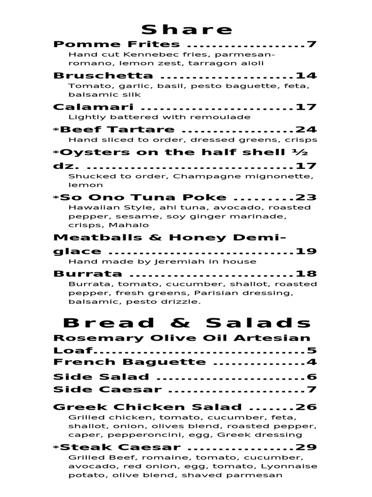 Updated Dinner Menu 2 | PDF | Western Cuisine | Cooking