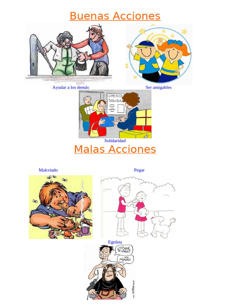 Buenas y Malas Acciones - 6 Dibujos Color | PDF