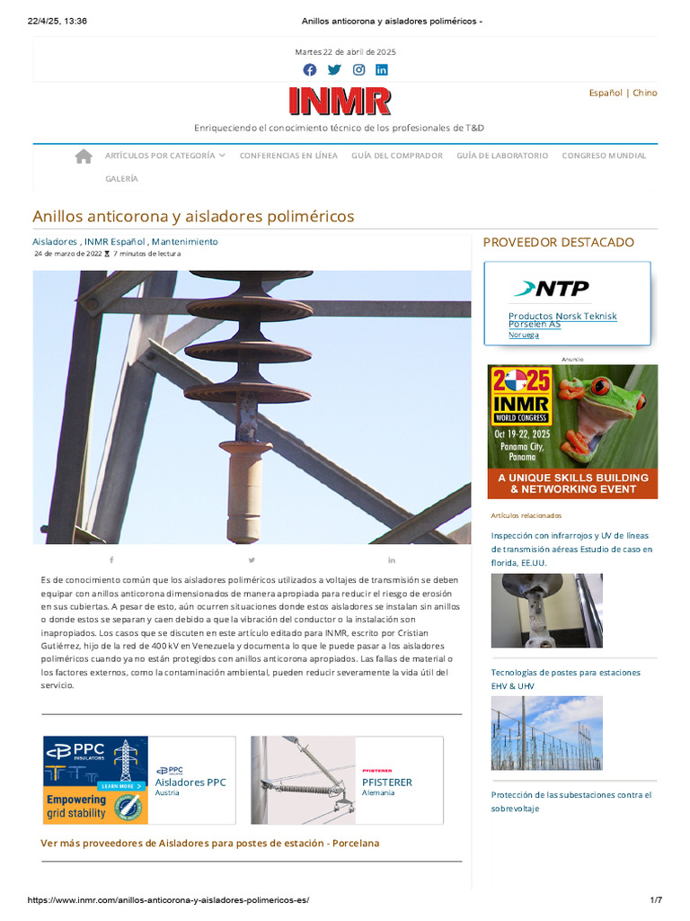 Anillos Anticorona y Aisladores Poliméricos | PDF | Aislador (Electricidad) | Transmisión de ...