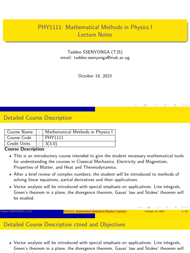Mathematical Methods in Physics I | PDF | Euclidean Vector | Vector Space