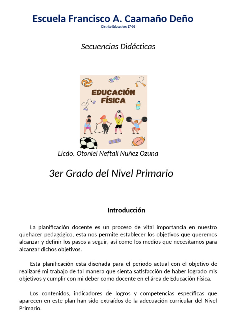 Educ. Fisica 3ro Primaria | PDF | Aprendizaje | Planificación