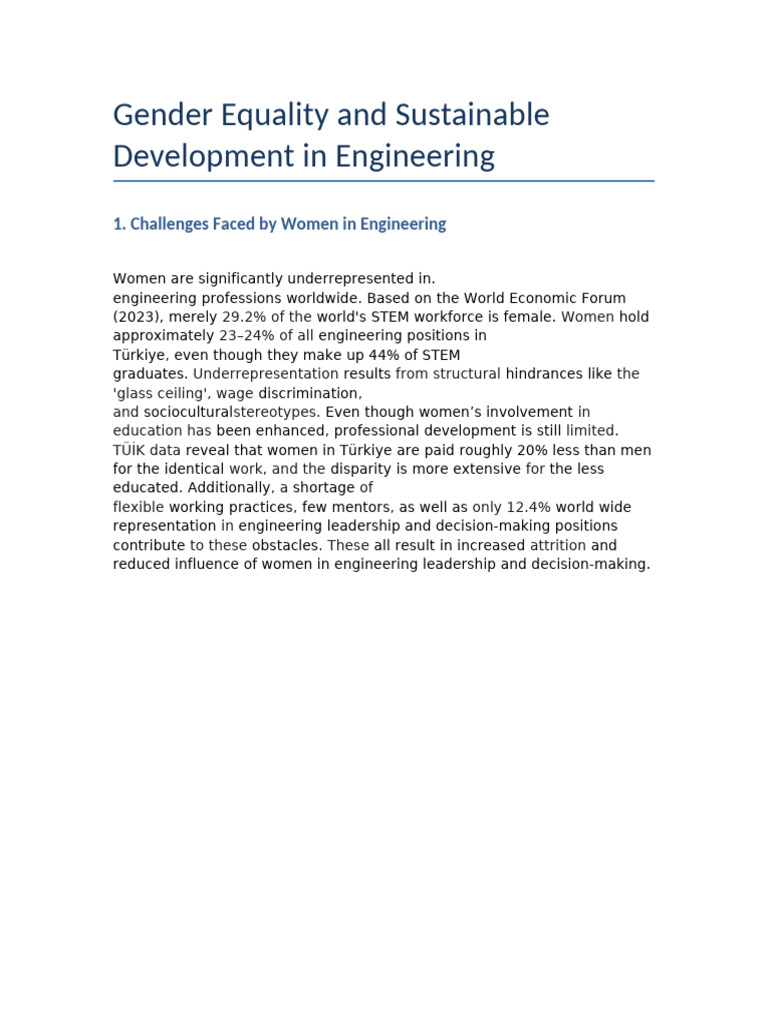 Gender Equality in Engineering and Development | PDF | Gender Pay Gap ...