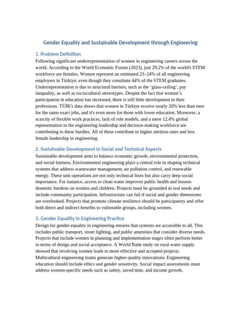 Gender Equality and Sustainable Development | PDF | Sustainability | Gender Equality