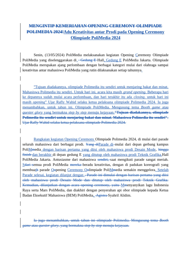 Adu Kreativitas Antar Prodi Pada Opening Ceremony PoliMedia 2024 | PDF